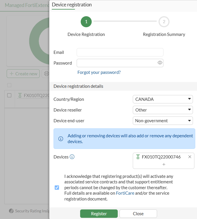 Add GUI support for FortiCare registration for FortiExtender 7.6.3 | FortiGate / FortiOS 7.6.0 ...